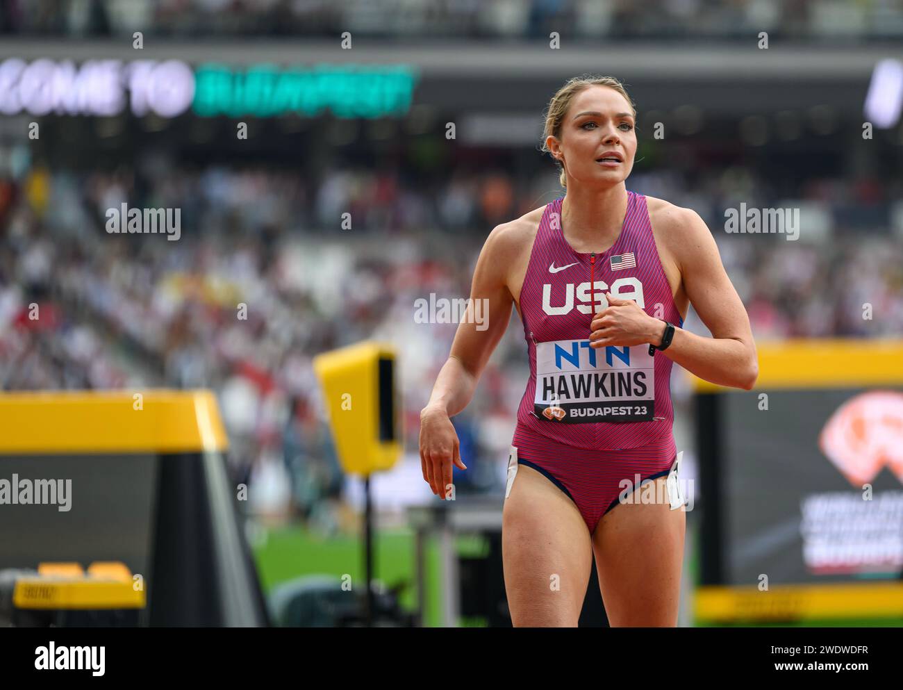 Chari HAWKINS participating in the heptathlon at the World Athletics ...