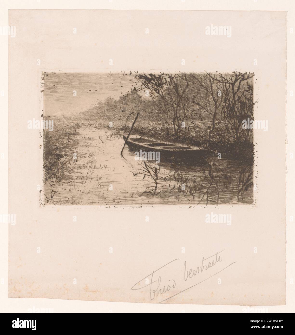 Landscape with empty rowing boat, Theodoor Verstraete, 1860 - 1907 ...
