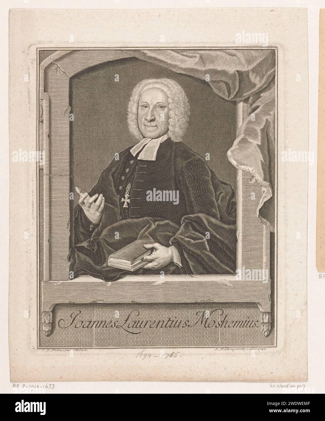 Portrait van Johann Lorenz von Mosheim, Johann Martin Bernigeroth ...