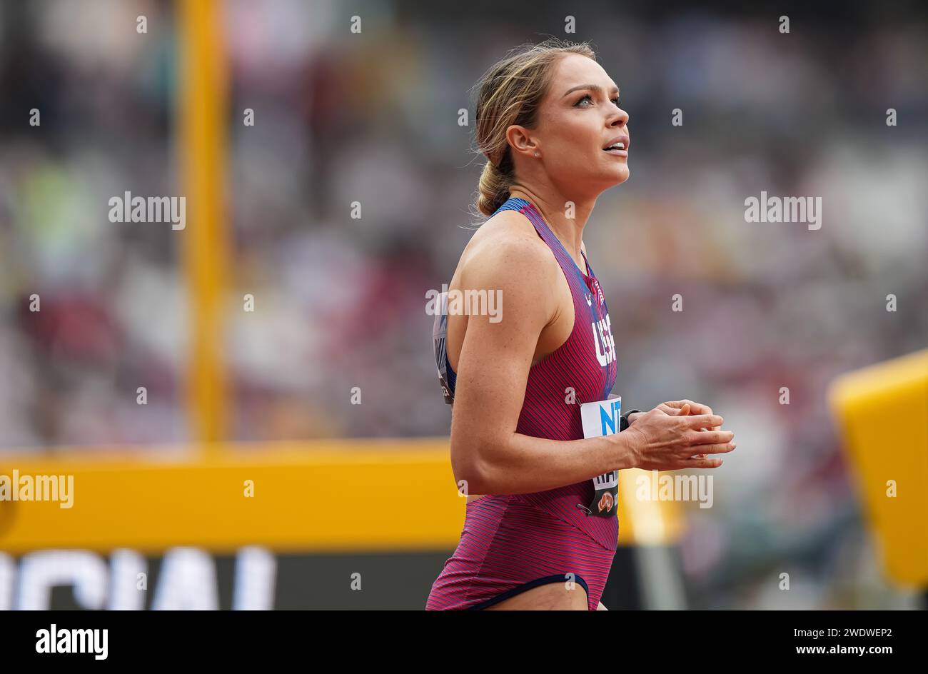 Chari HAWKINS participating in the heptathlon at the World Athletics ...