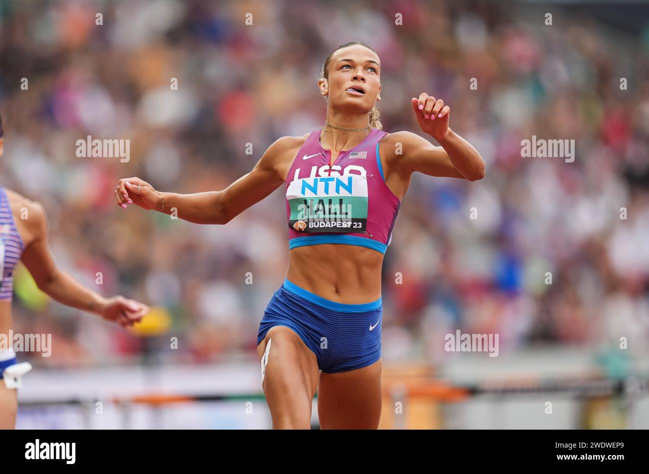 Anna HALL participating in the heptathlon at the World Athletics ...