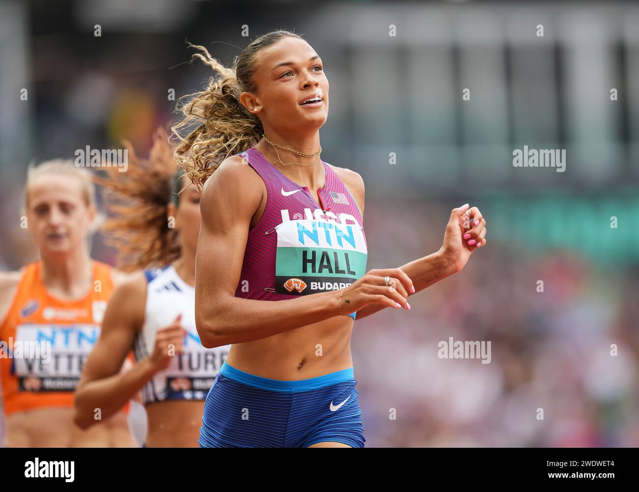Anna HALL participating in the heptathlon at the World Athletics ...