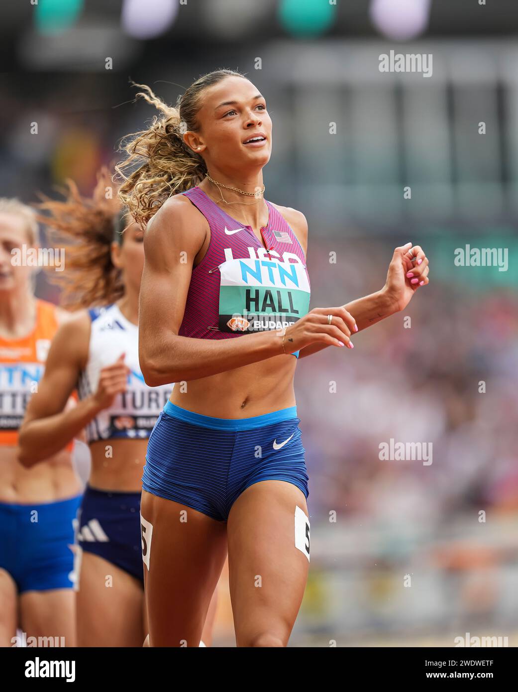 Anna HALL participating in the heptathlon at the World Athletics ...