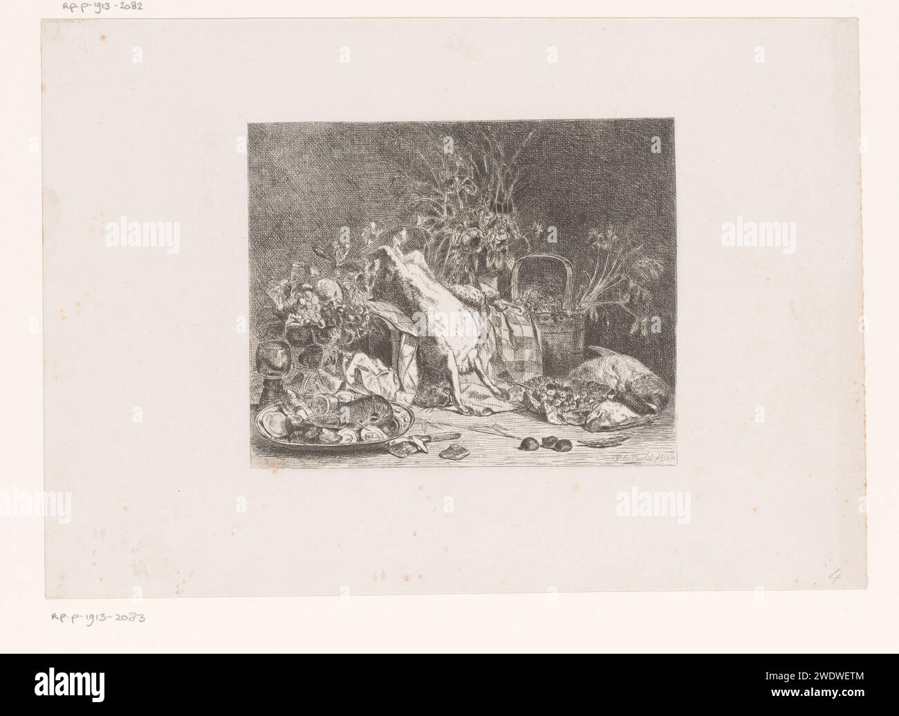 Still life of flowers, fruits and wildlife, Paul Emile Nicolié, 1870 ...