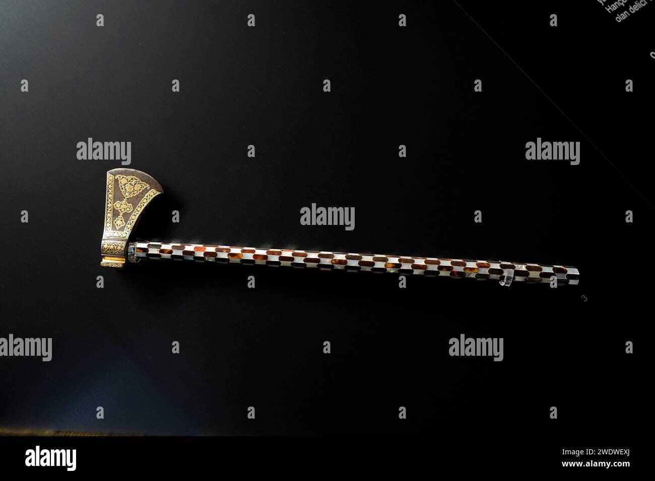 ISTANBUL - TURKEY - JANUARY 5 2024 - War Axe part of the Topkapi Palace ...