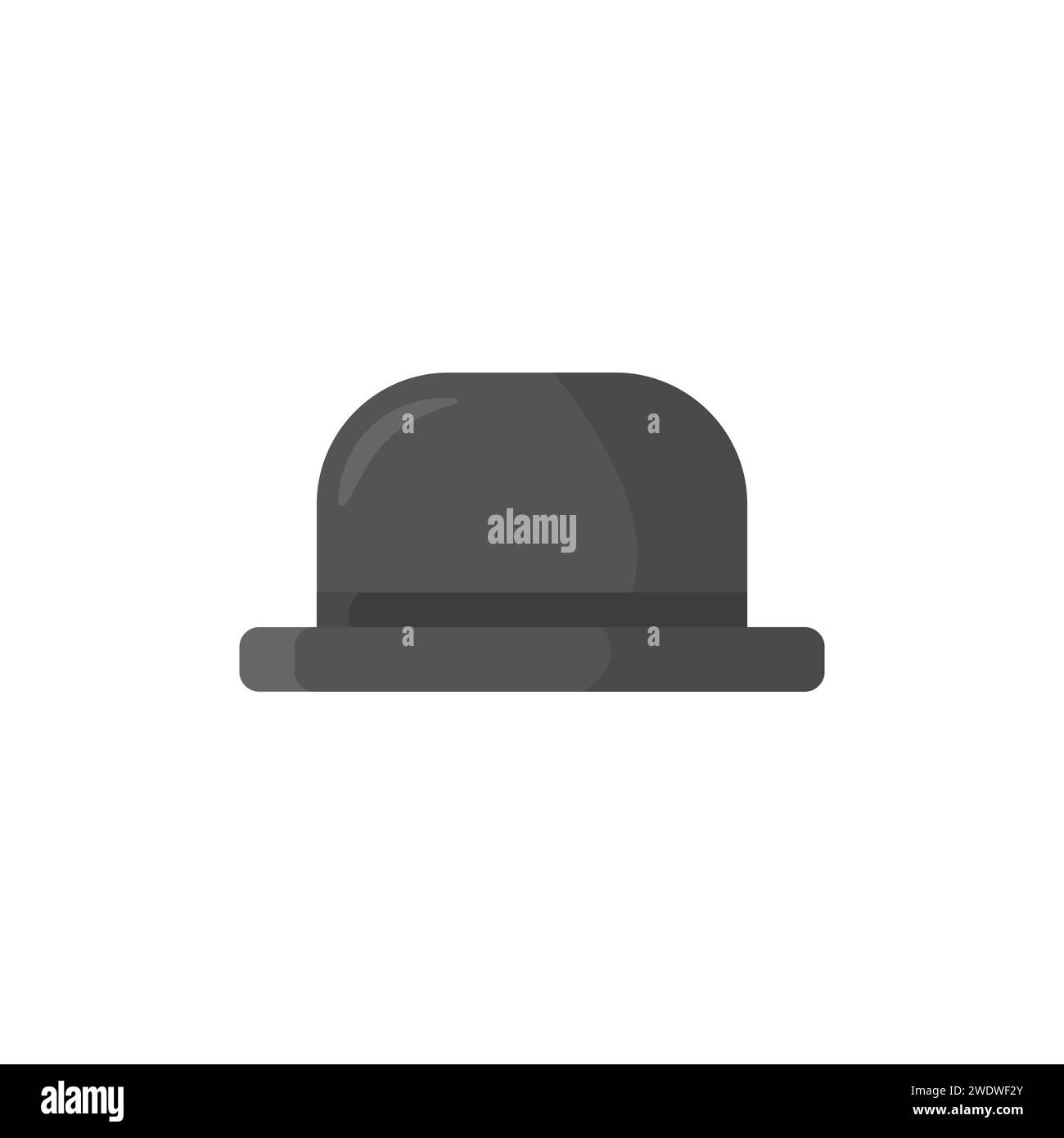 An icon of Men Bowler Hat in flat cartoon style. Symbol of gentleman in medieval England and ...