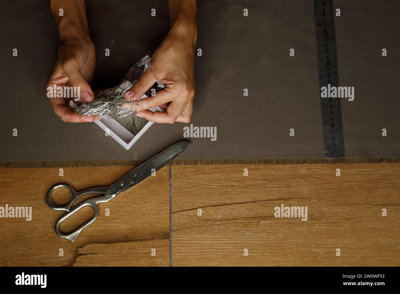Female seamstress marking pattern hi-res stock photography and images ...