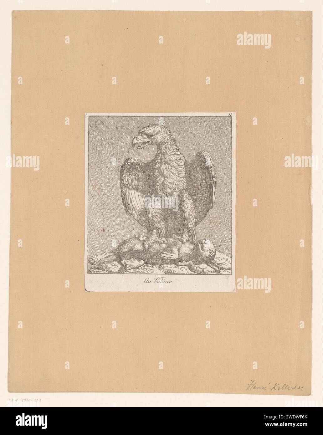 Eagle with rabbit, Henri Keller, 1796 print Numbered at the top right ...