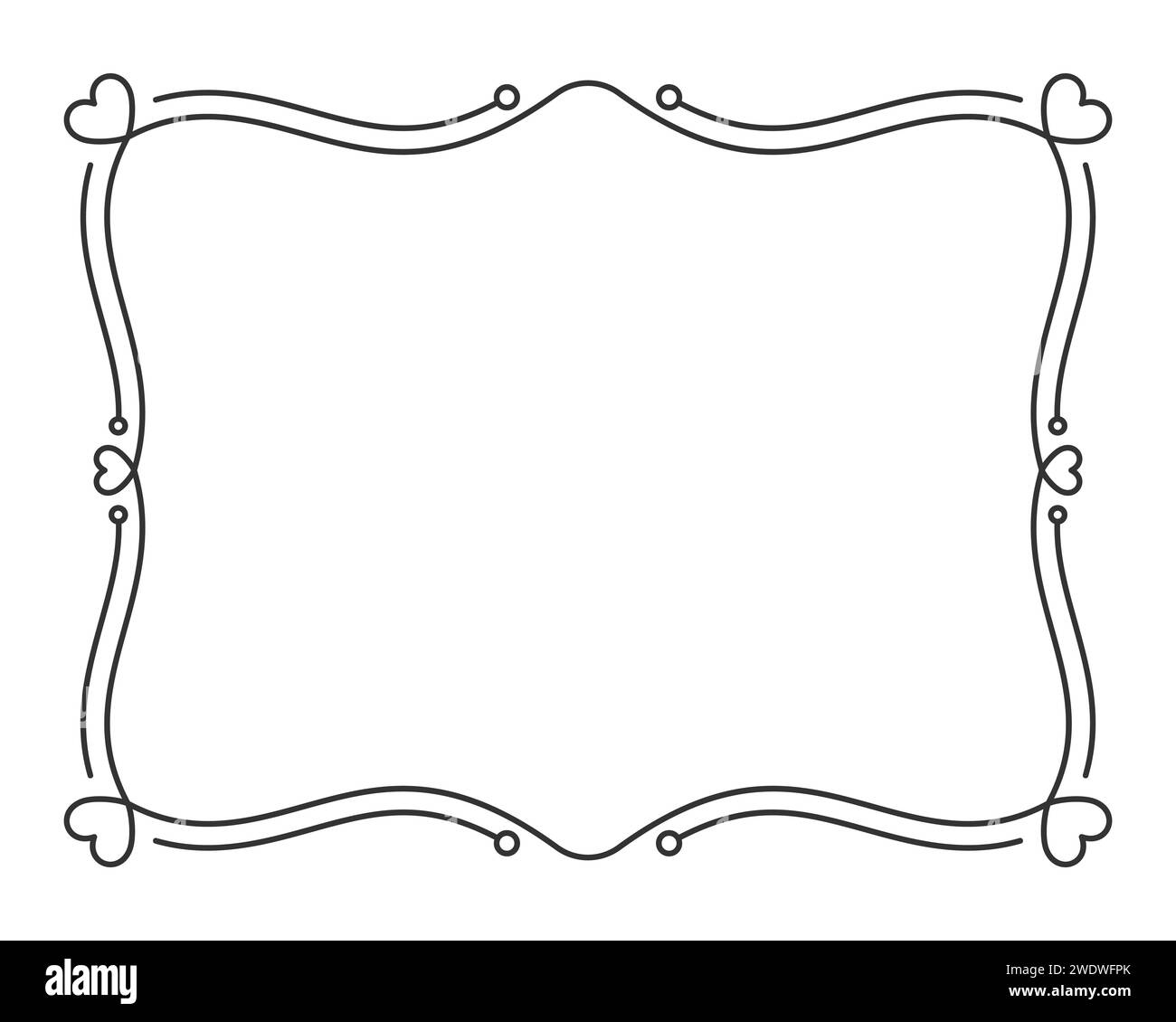 Vintage frame border divider text black line. Heart valentine separator ...