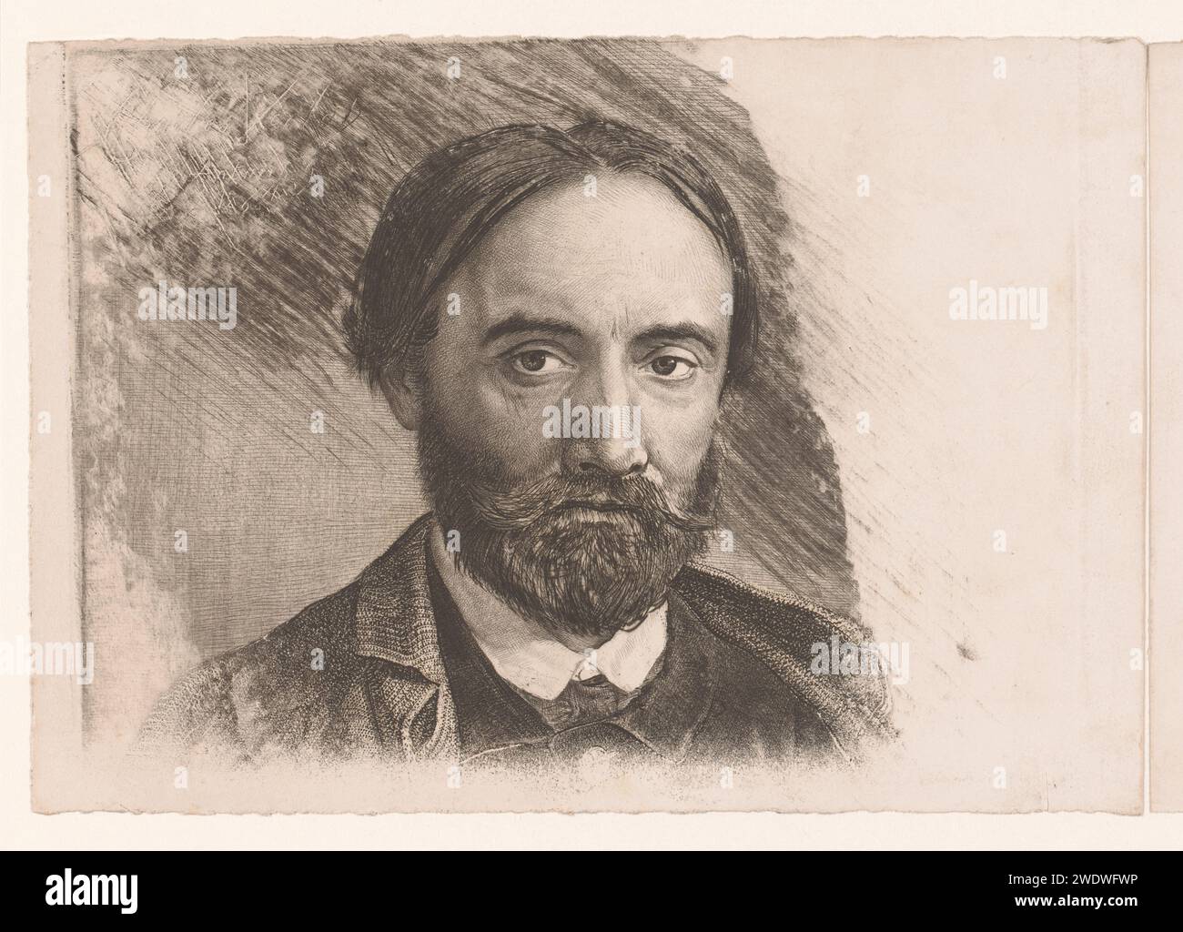 Self -portrait, Charles Verlat, 1868 print paper etching / drypoint ...