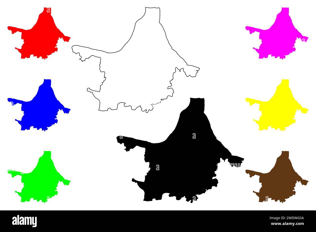 Kolkata city (Republic of India, West Bengal state) map vector ...