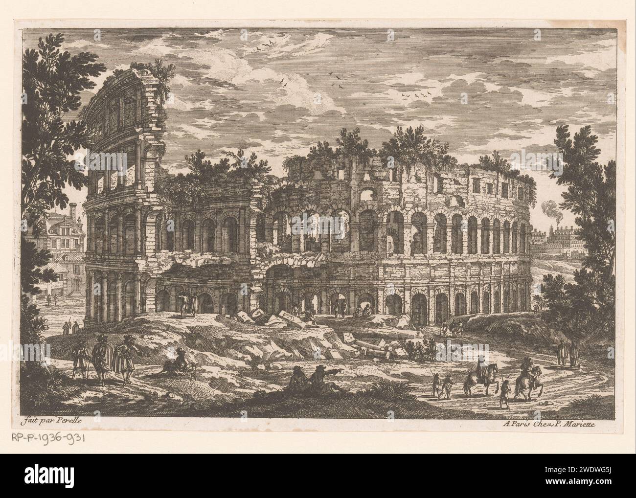 Ruins of the Colosseum, Adam Perelle, 1650 - 1695 print Paris paper ...