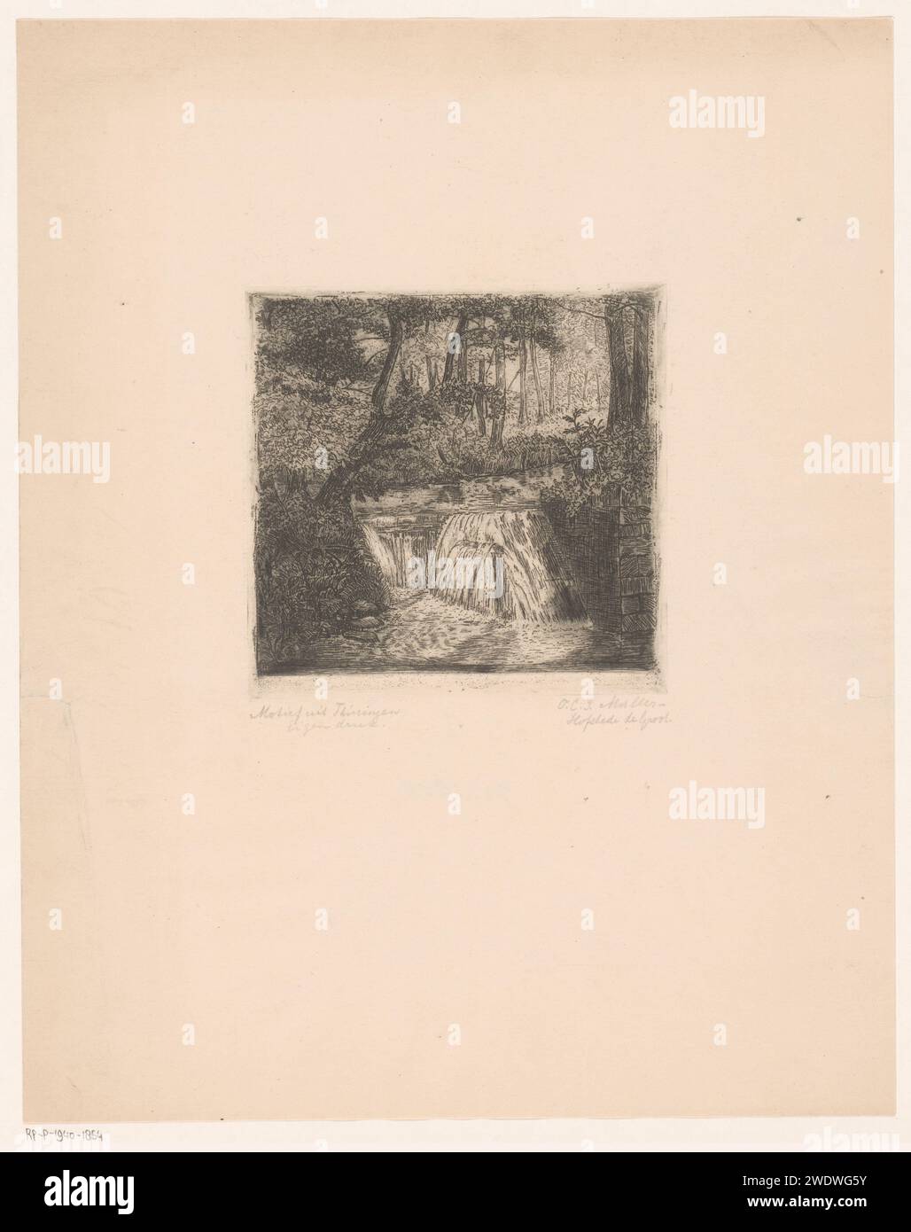 Landscape with waterfall in Thüringen, Octavia Cornelia Suzanna ...