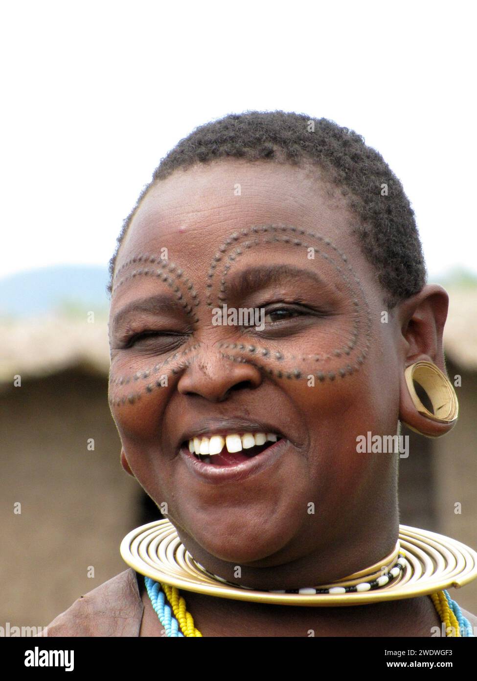 Female members of the Datoga tribe in traditional dress, beads and ...