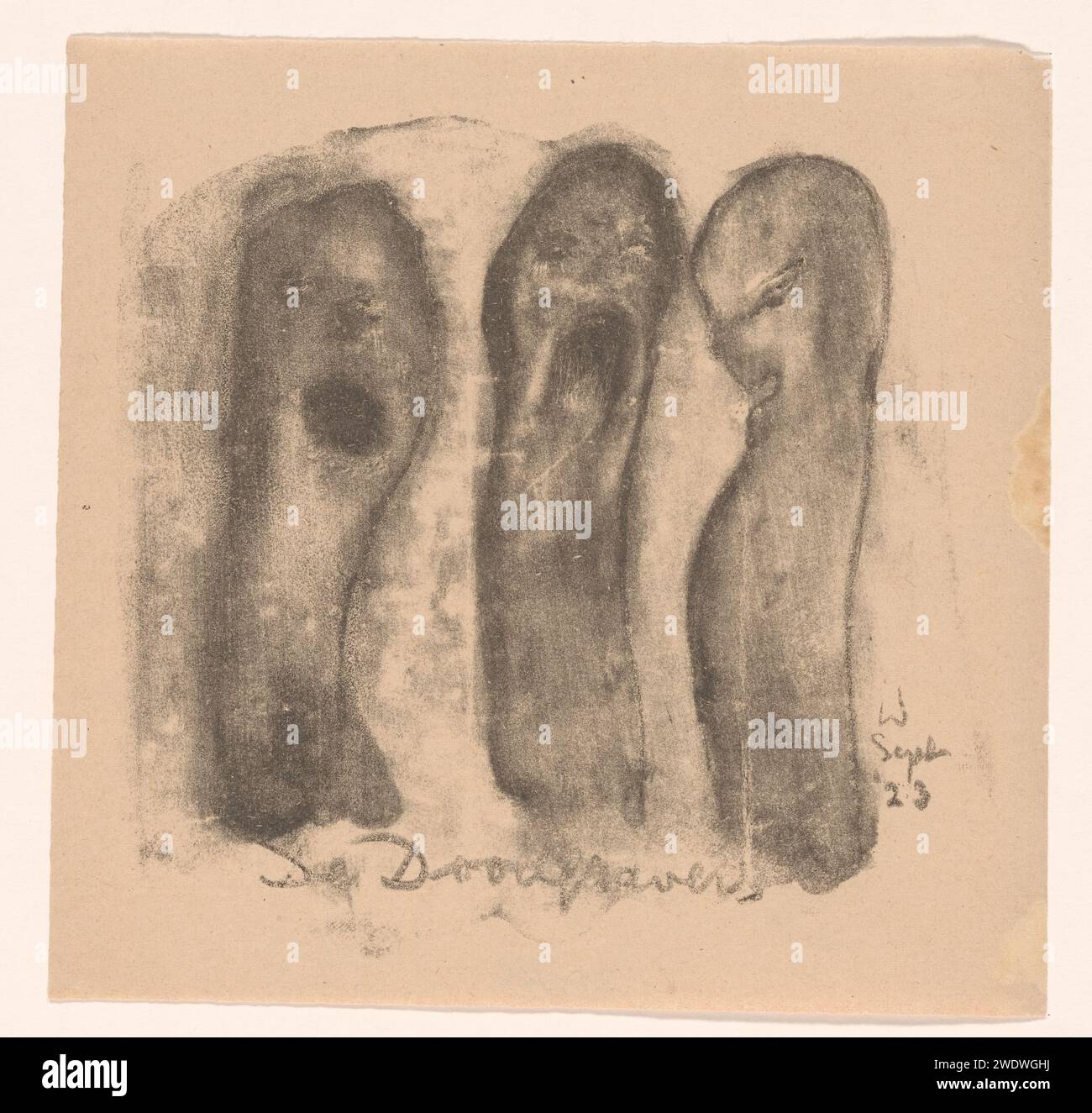 De Doodgravers, Erich Wichmann, 1923 print Three elongated abstract ...
