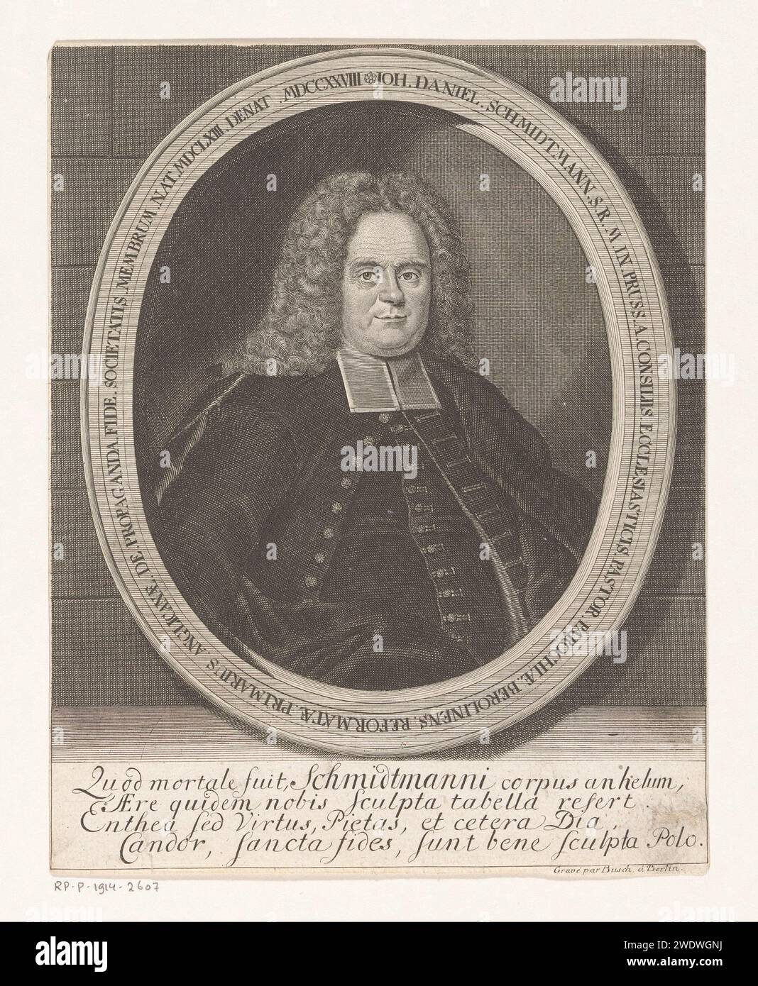 Portrait van Johann Daniel Schmidtmann, Georg Paul Busch, 1728 - 1756 ...