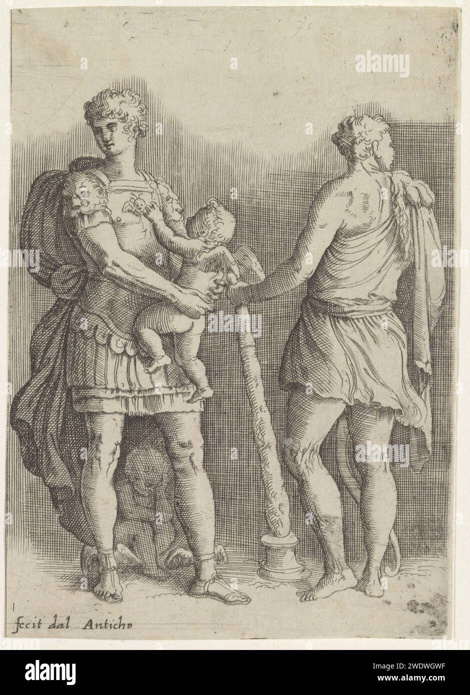 Perseus with two putti and Hercules, seen on the back, Battista Franco ...