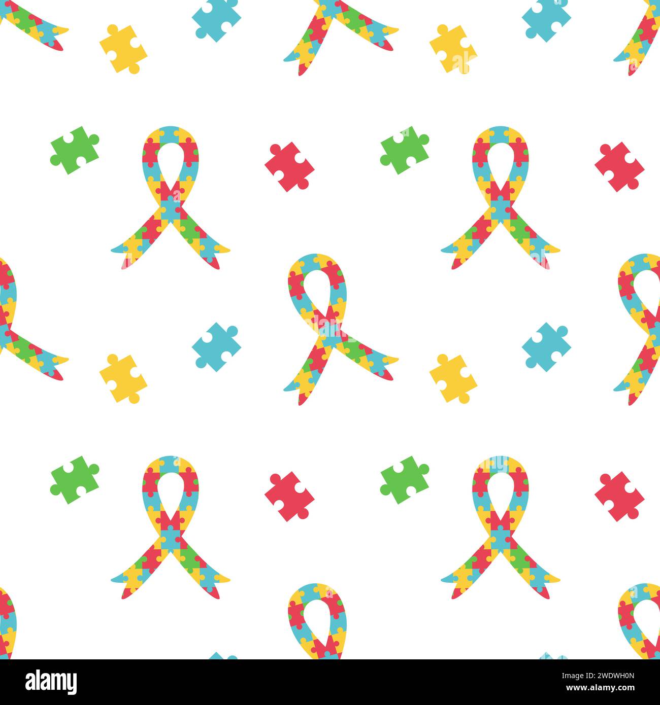 Seamless repeated pattern with puzzle pieces and ribbon for ...
