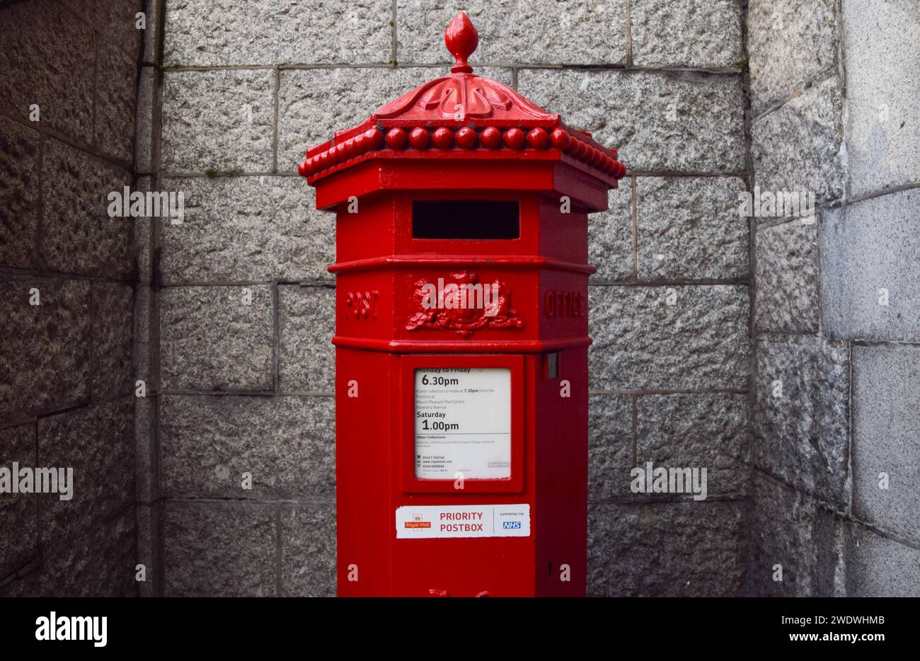 London, England, UK. 22nd Jan, 2024. A red postbox in Central London as ...