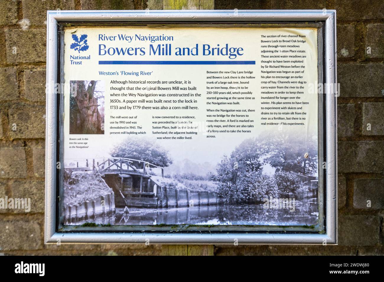 Information panel at Bowers Mill and Bridge close to Bowers Lock on the ...