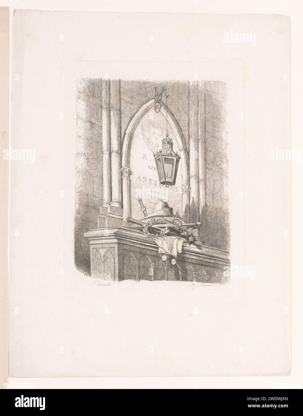 Burial monument from Artevelde, Auguste Numans, After J. Canneel, 1833 ...