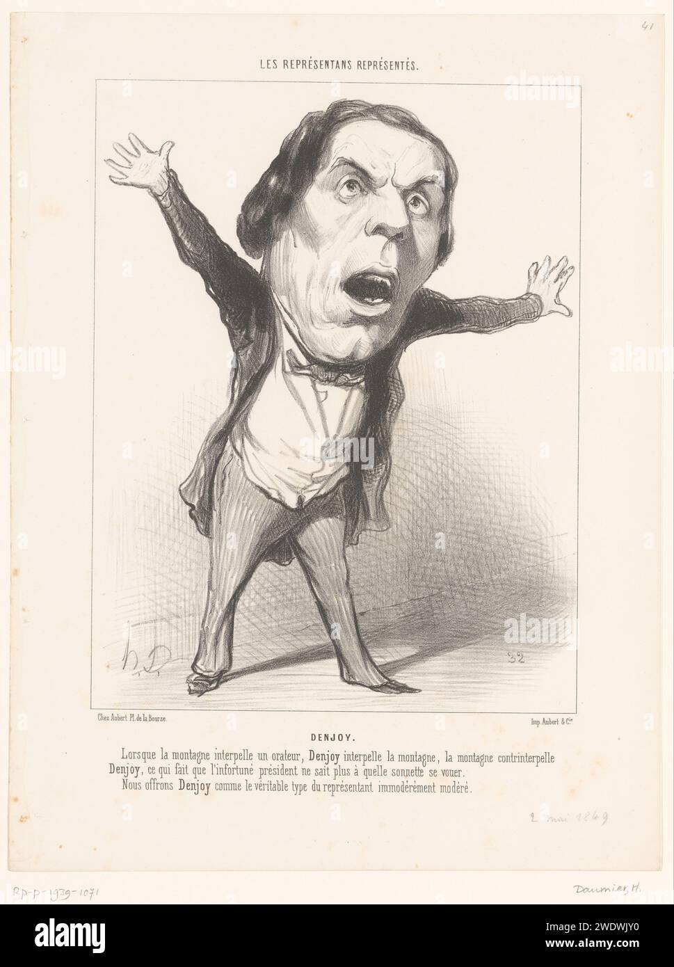 Karikatuur van Jean-François-Polynice Denjoy, Honoré Daumier, 1849 ...