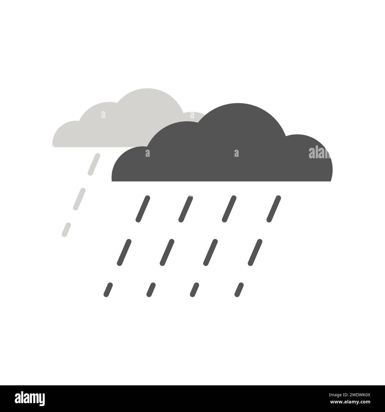Simple icon of wet and rainy weather with drops falling from cloud. Raincloud logo with heavy ...