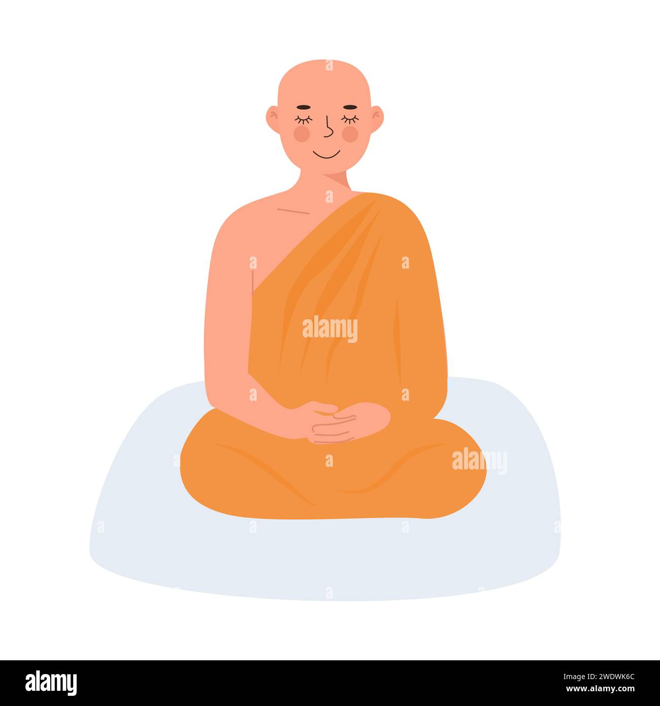 Cute Peaceful Buddhist Theravada Thai Monk in yellow robe meditating in ...