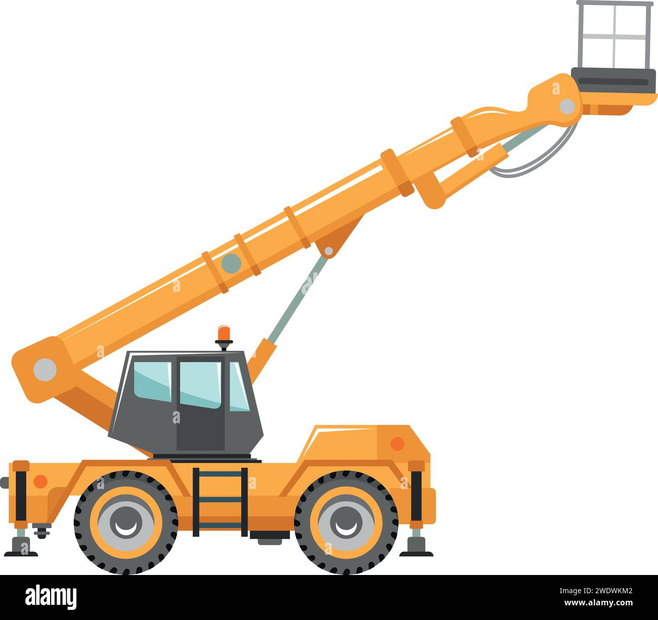 Aerial Work Platform Bucket Truck Icon in Flat Style Stock Vector Image ...