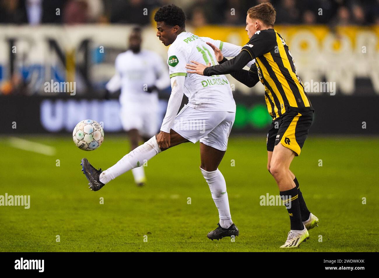 Arnhem, The Netherlands. 21st Jan, 2024. Arnhem - Javairo Dilrosun of Feyenoord, Enzo cornelisse ...
