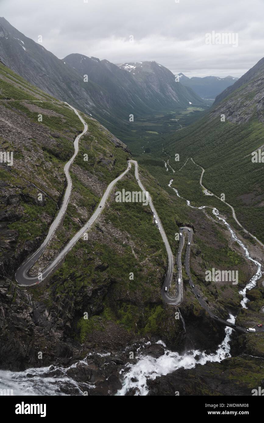 View of the Trollstigen pass road, Romsdalen, Norway Stock Photo - Alamy