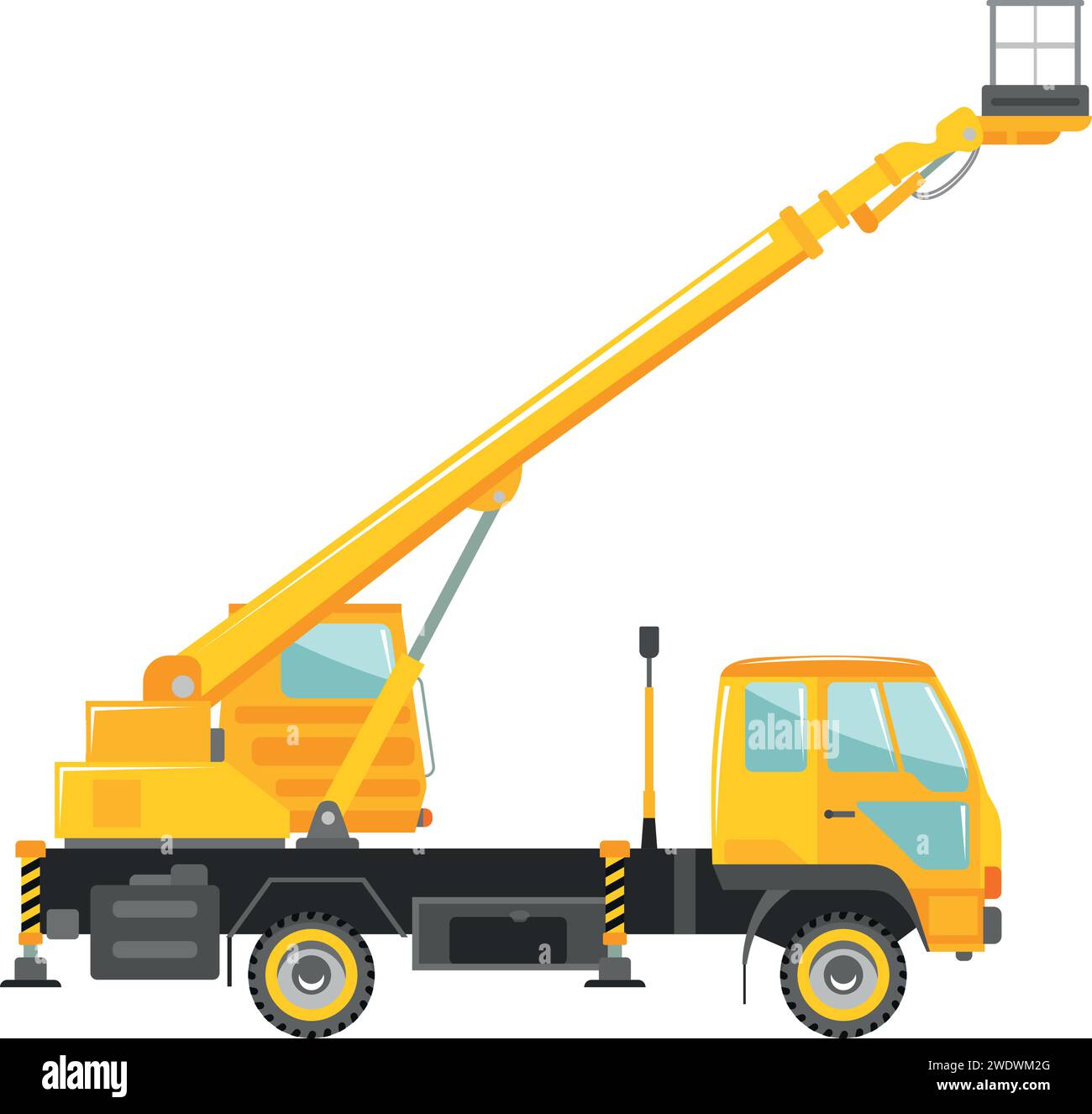 Aerial Work Platform Bucket Truck Icon in Flat Style Stock Vector Image ...