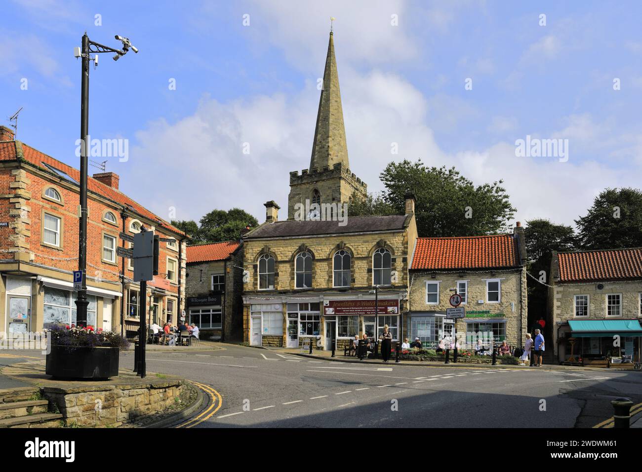 Summer view over the market place in Pickering town, North Yorkshire ...