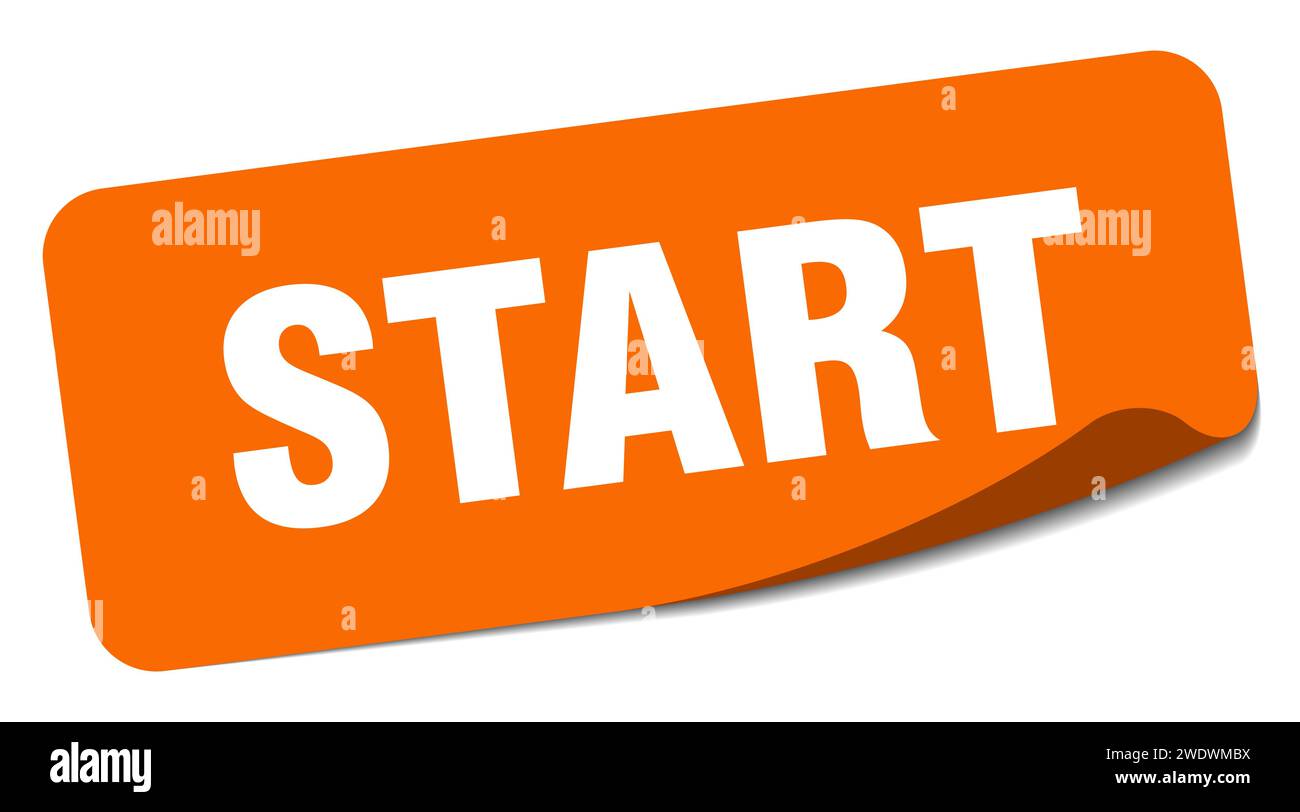 start sticker. start rectangular label isolated on white background ...