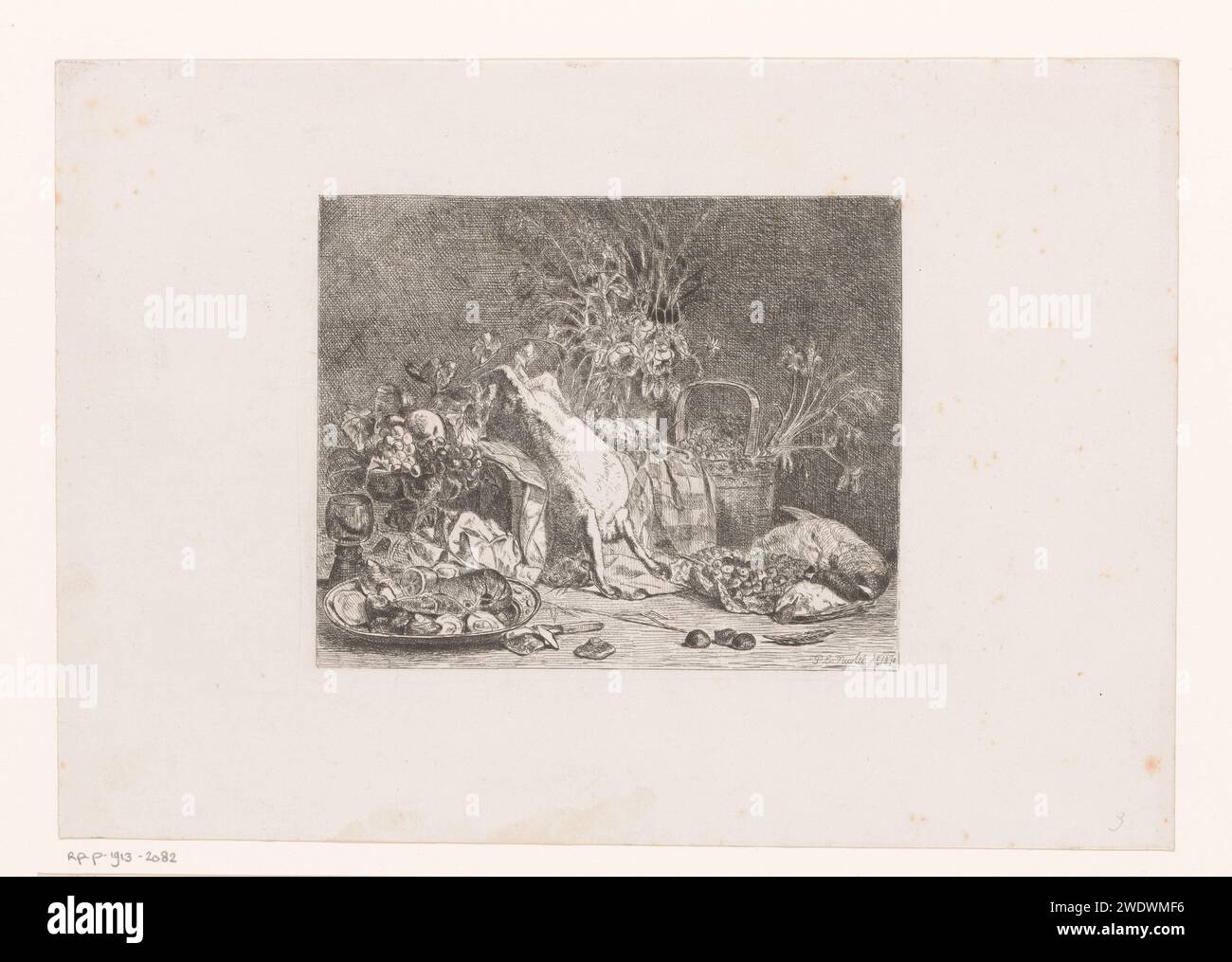 Still life of flowers, fruits and wildlife, Paul Emile Nicolié, 1870 ...