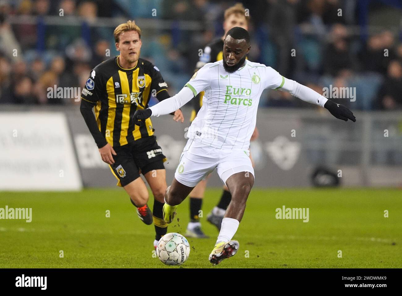 Arnhem, The Netherlands. 21st Jan, 2024. Arnhem - Lutsharel Geertruida of Feyenoord, Melle ...