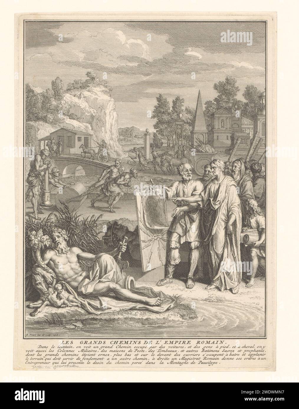 Allegory on the road to Rome, Bernard Picart, 1728 print Landscape with ...