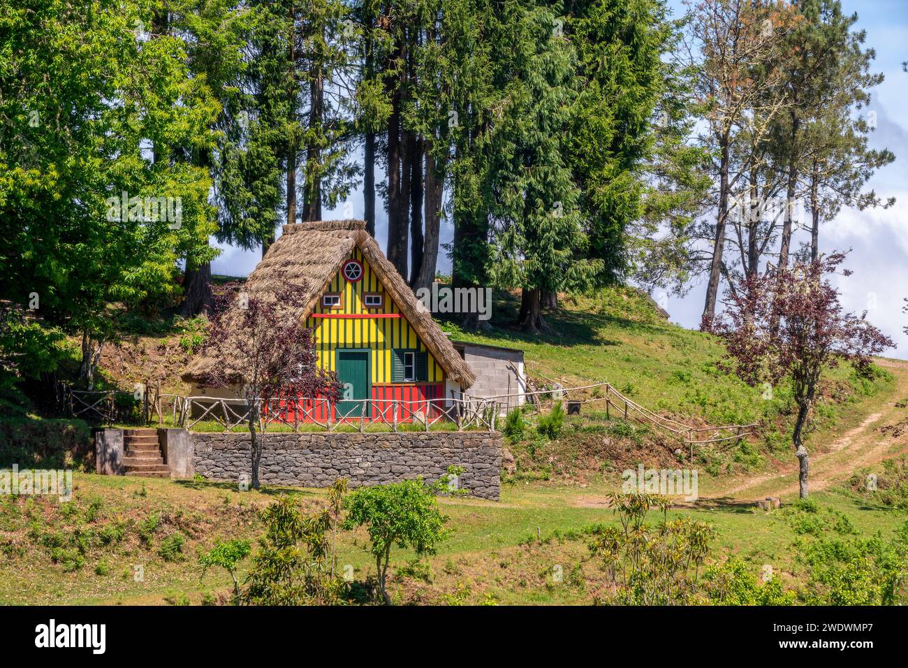 Traditional triangular madeiran house in the island of Madeira ...
