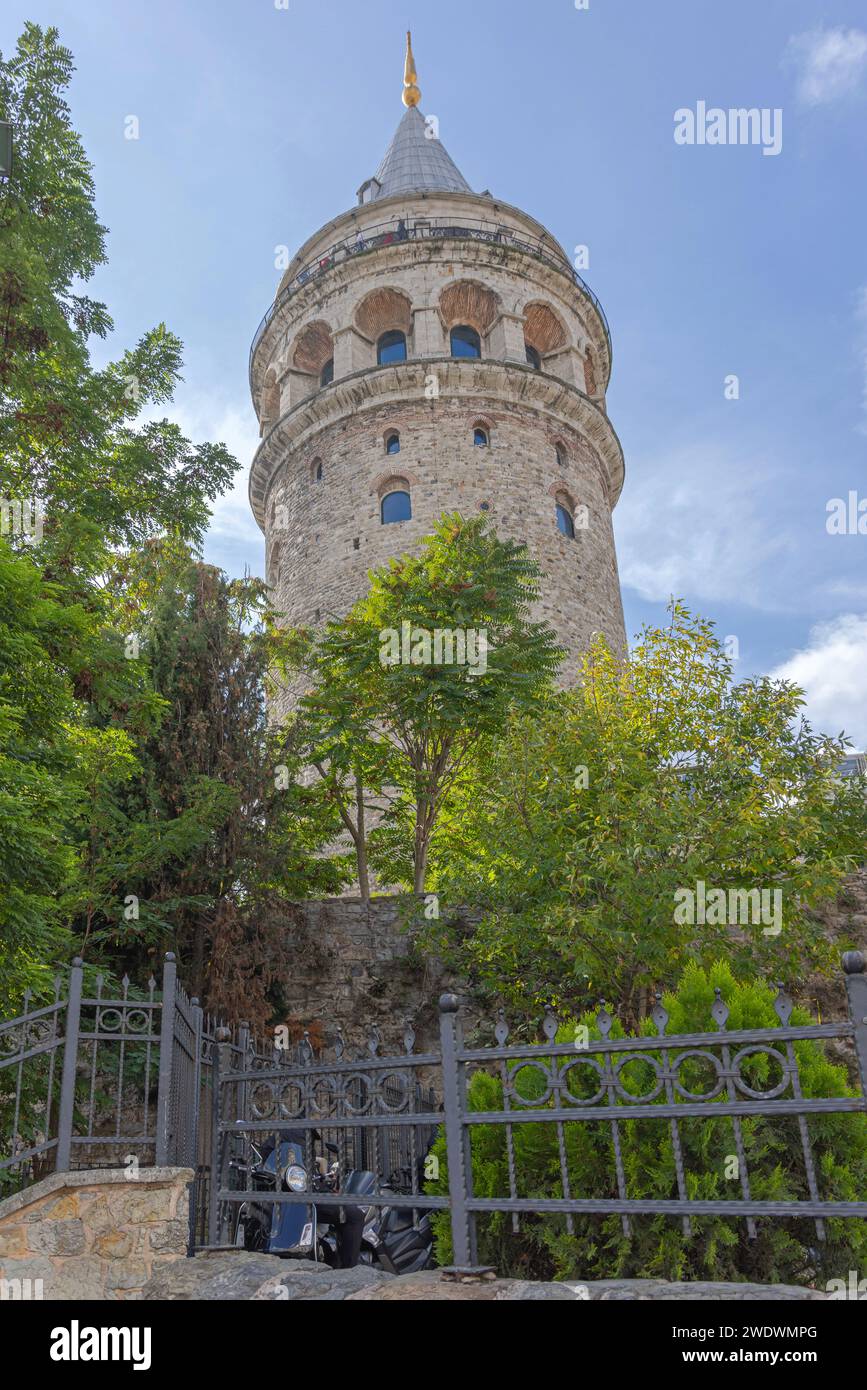 Galata Tower Historic Landmark Fort at Beyoglu Istanbul Turkey Stock ...