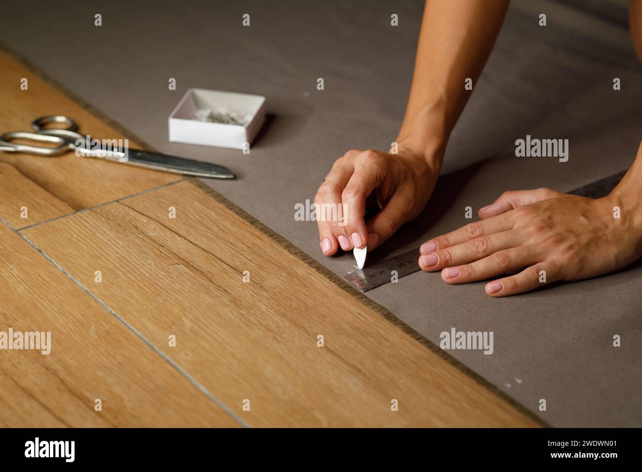Marking fabric cutting hi-res stock photography and images - Alamy