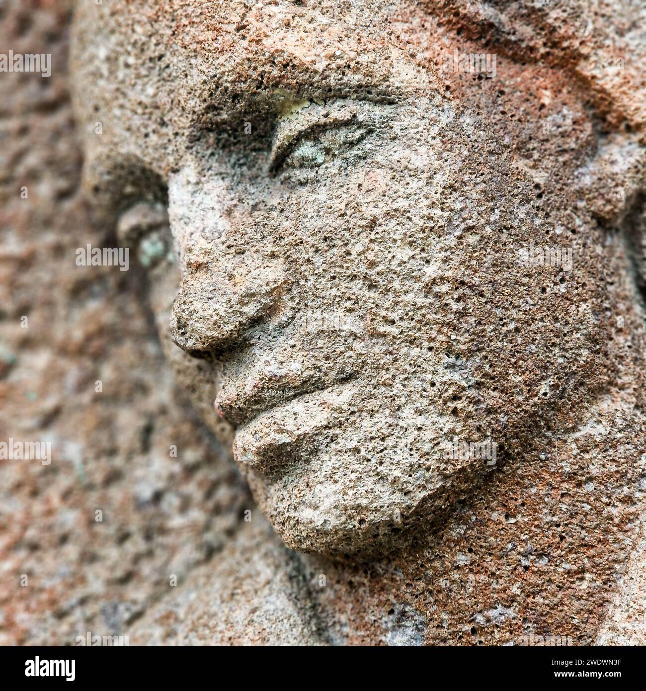 Low-relief sculpture of GDR heroes faces, Prenzlauerberg district ...