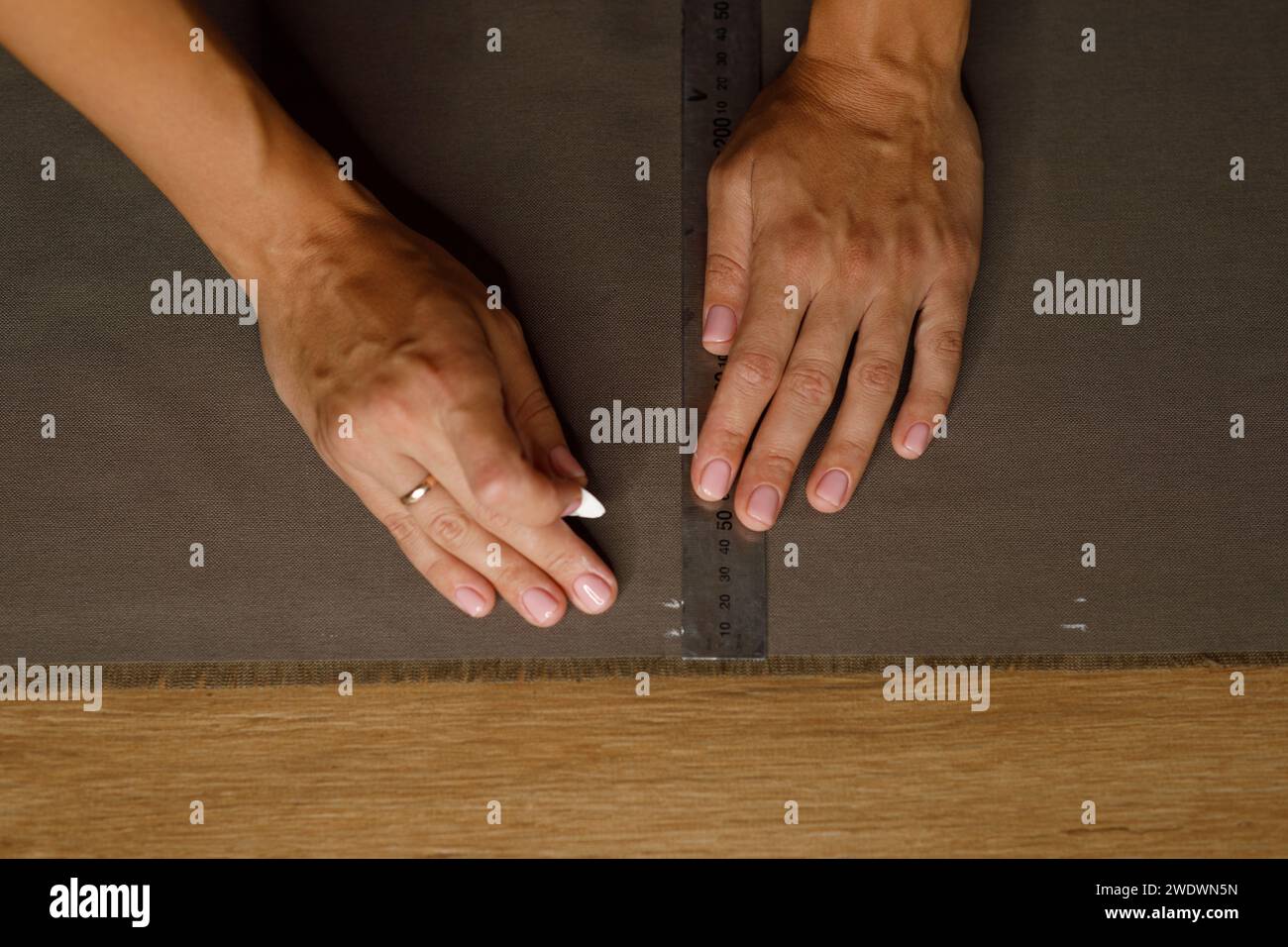 hands line fabric marking ruler seamstress Stock Photo - Alamy