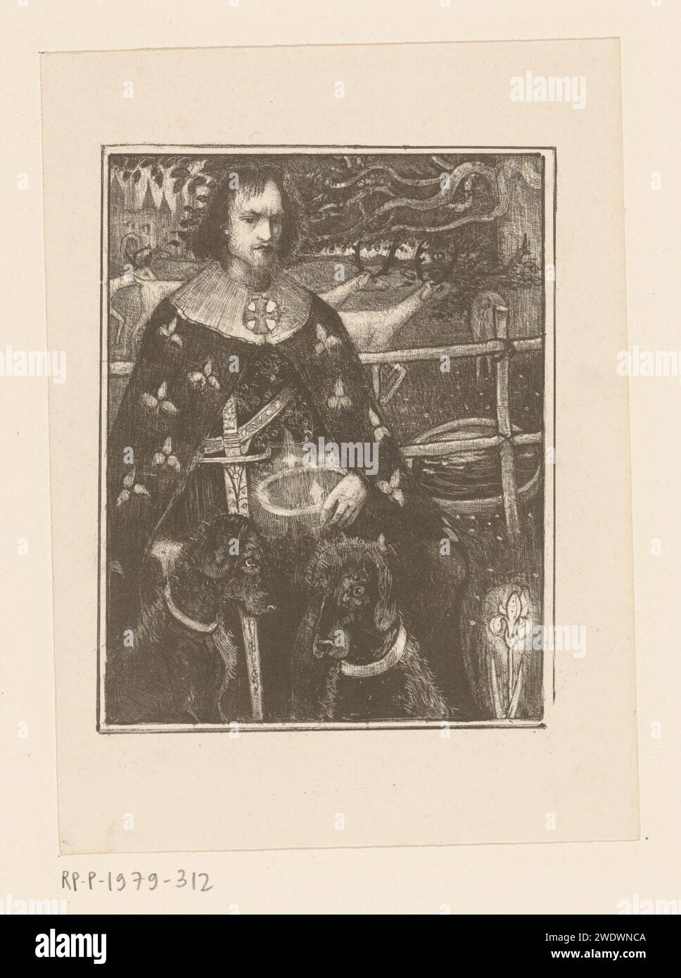 Knight with two dogs, Richard Nicolaüs Roland Holst, 1893 print De ...