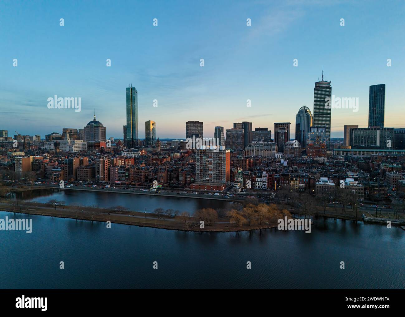 Boston skyline at sunset hi-res stock photography and images - Alamy