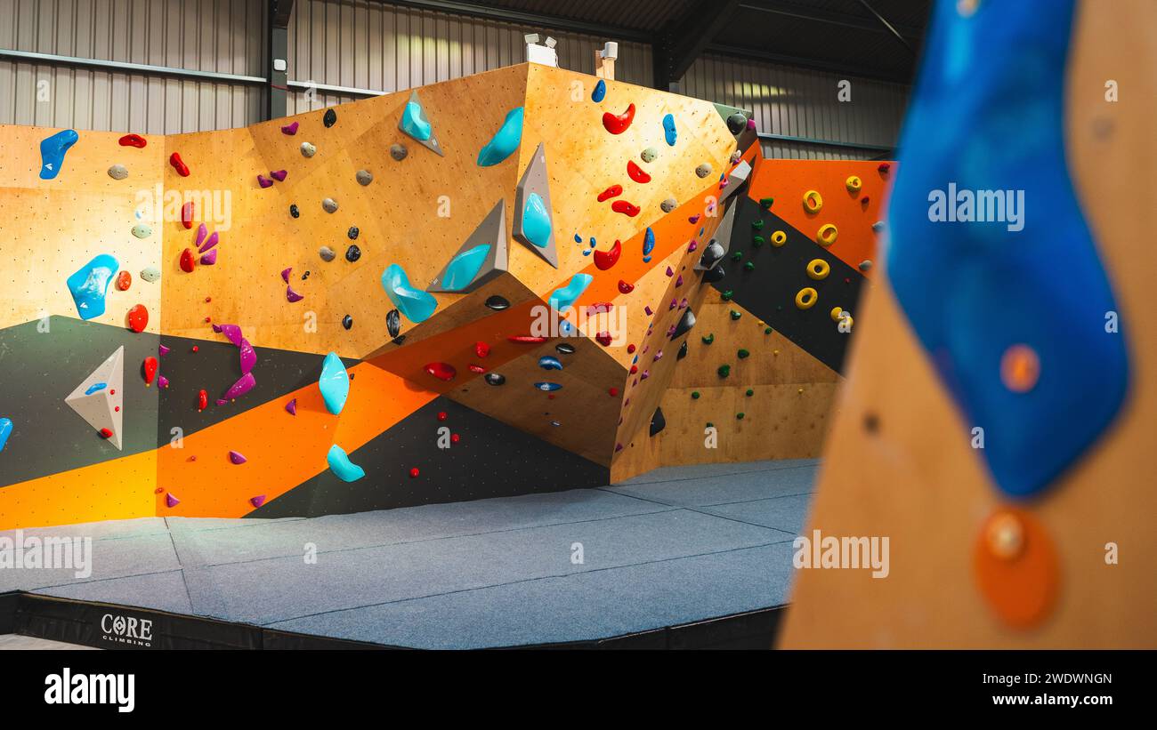 An Indoor Bouldering Climbing wall in Somerset UK Stock Photo - Alamy