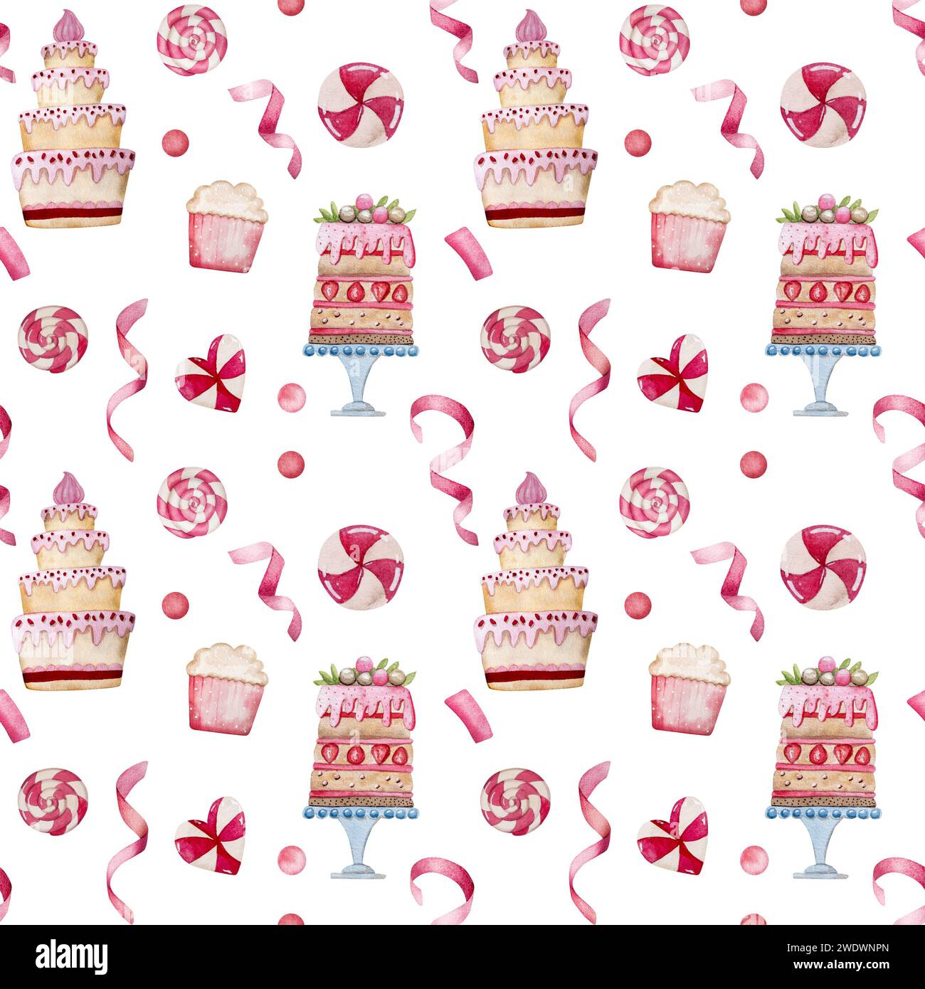 Hand-Drawn Watercolor Illustration Features A Seamless Pattern For ...