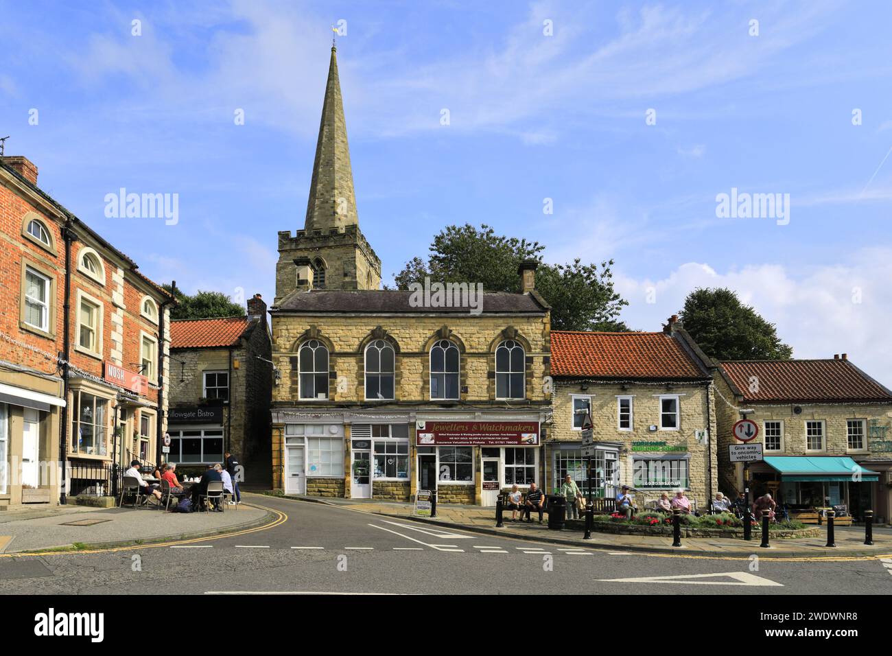 Summer view over the market place in Pickering town, North Yorkshire ...