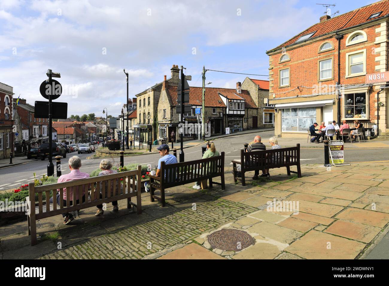Summer view over the market place in Pickering town, North Yorkshire ...