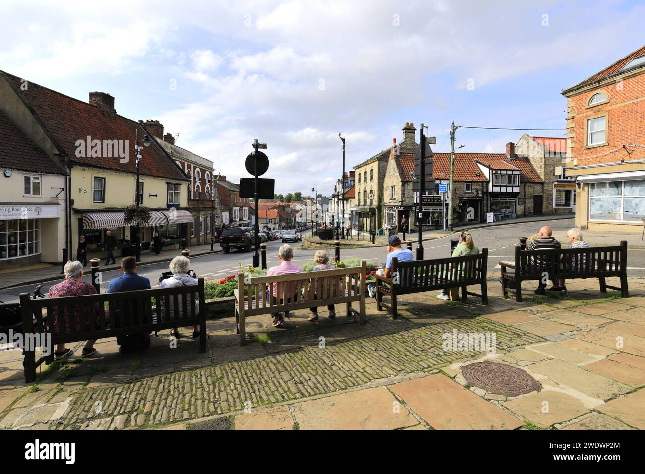 Summer view over the market place in Pickering town, North Yorkshire ...