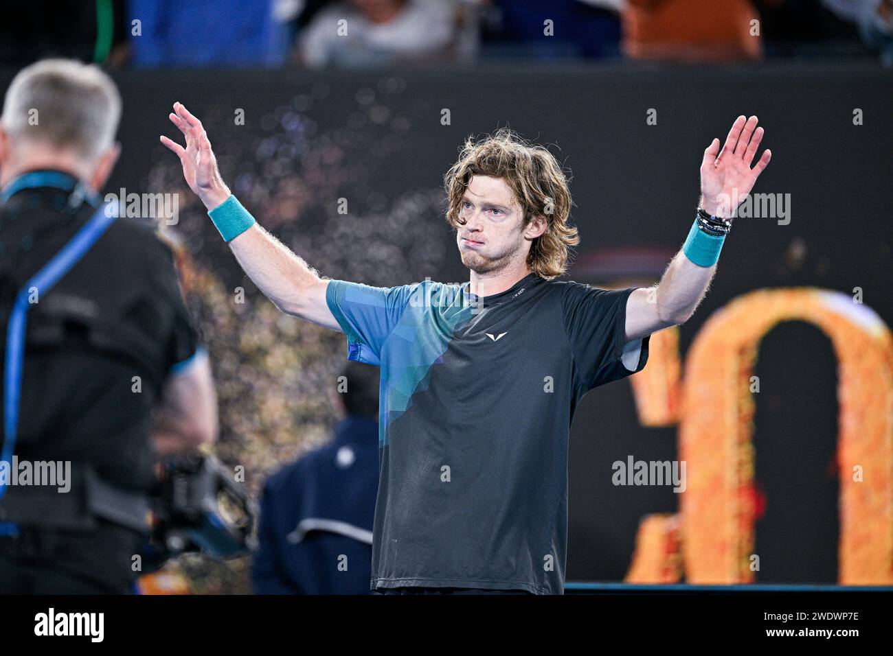 Melbourne, Australie. 21st Jan, 2024. Andrey Rublev of Russia during ...